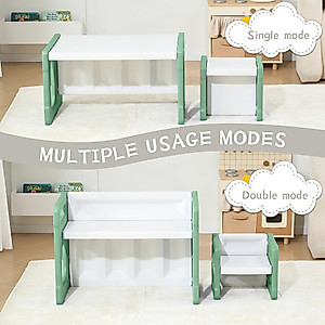 IFLETH Table and Chair Set, Height-Adjustable Toddler Table and Chair Set, Montessori Table Chair for Ages 3-8, Toddler Chairs for Table, Childrens Table for Classroom, Green