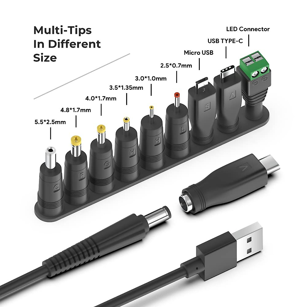 TAIFU USB TO 12V Power Cord/Adaptor Supply Cable 9 Tip Plug for Led Flexible Light Strip, Switch, Router, Surveillance, CCTV Wireless IP Camera, LED, Car baby monitor cordless phone base Power Adapter