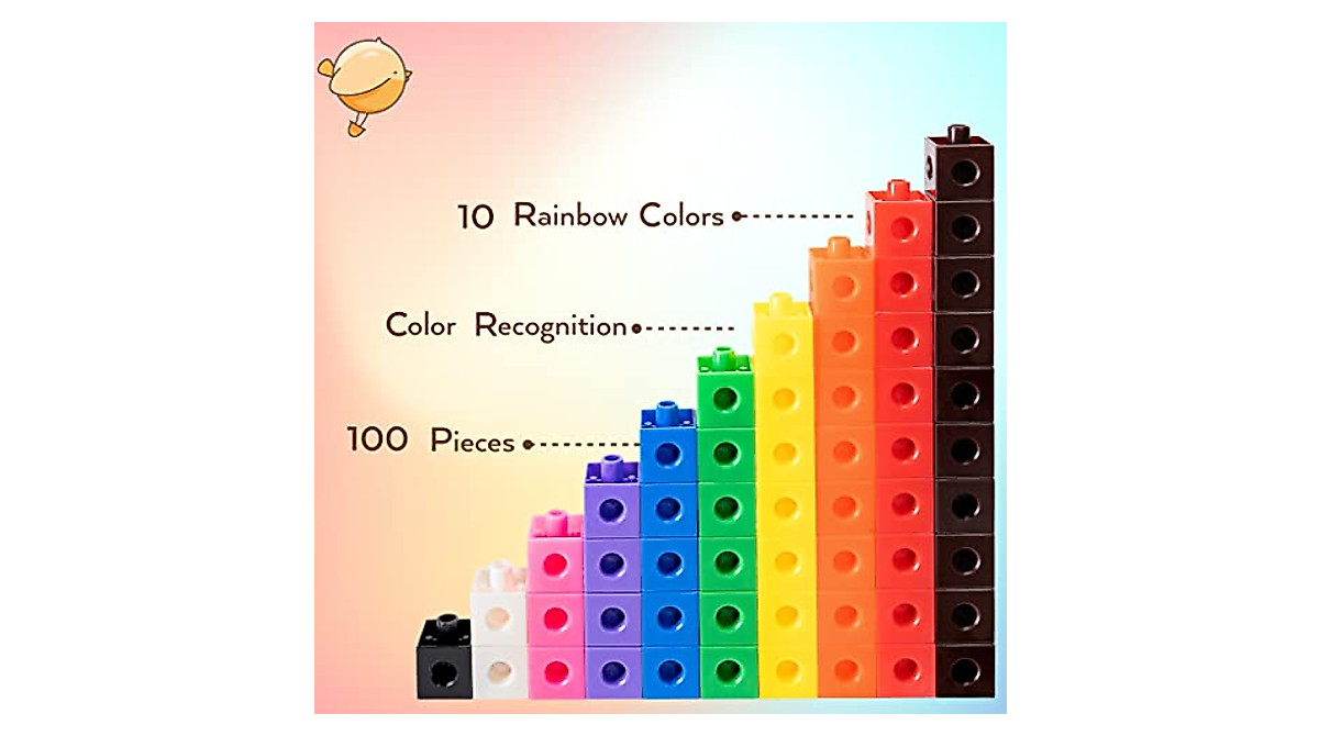 TOYLI 100 Piece Linking Cubes Set for Math & STEM Learning