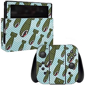 MightySkins Carbon Fiber Skin for Nintendo Switch - Bombs Away | Protective, Durable Textured Carbon Fiber Finish | Easy to Apply, Remove, and Change Styles | Made in The USA (CF-NISWI-Bombs Away)