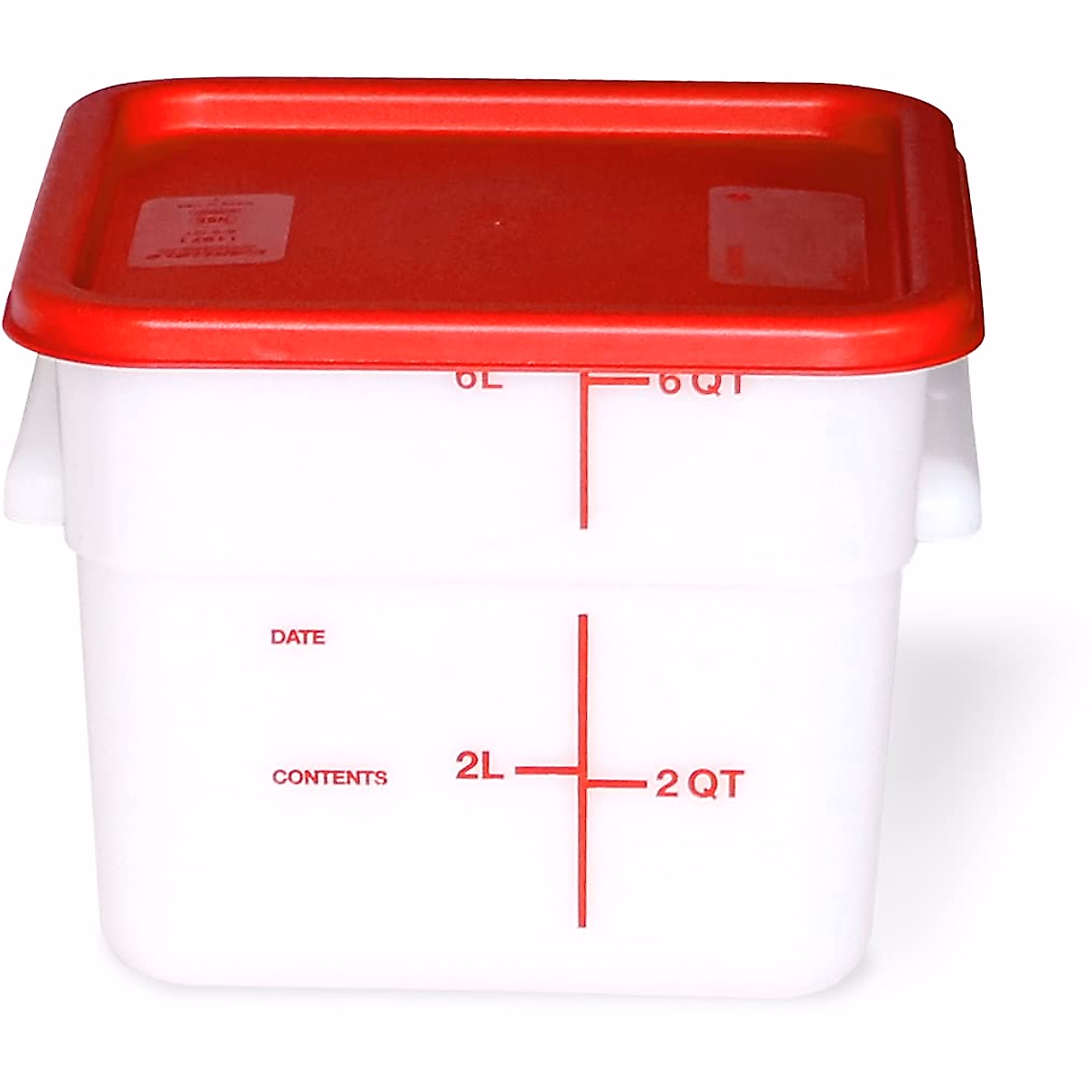 Carlisle FoodService Products Squares Square Food Storage Container Lid with Stackable Design for Catering, Buffets, Restaurants, Proprietary Blend, 6 To 8 Quarts, Red
