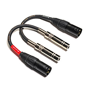 Suanqi XLR Male to 1/4 inch TRS Female Adapter Cable, 6 inch, 2 Pack (XLR Male to TRS Female)