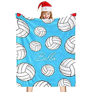 CUXWEOT Custom Blanket Personalized Sport Volleyball Soft Fleece Throw Blanket with Name for Gifts Sofa Bed (50 X 60 inches)