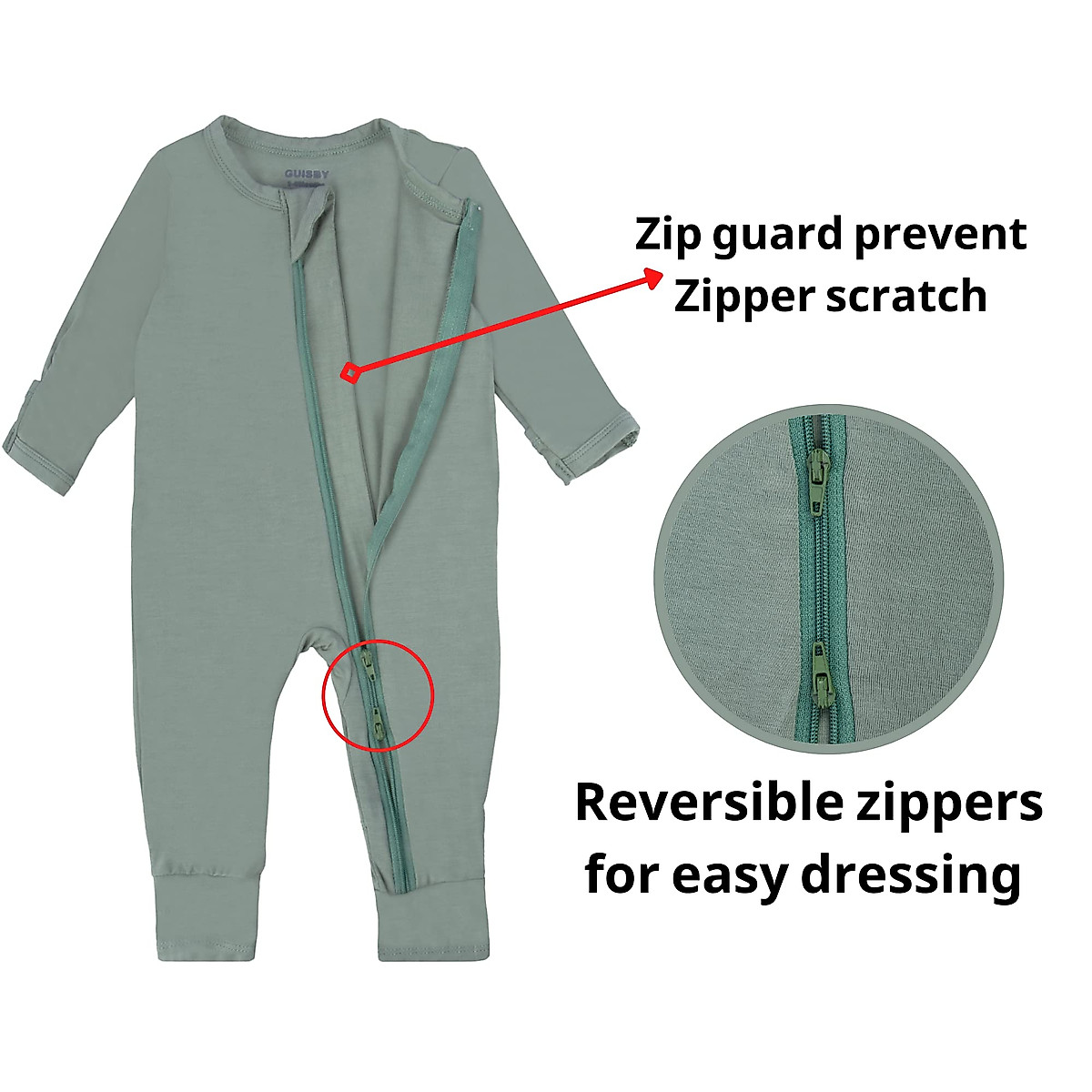 Rayon Baby Sleeper with Mitten Cuffs, Footless Pajamas Baby Boy 6-12 Months Green