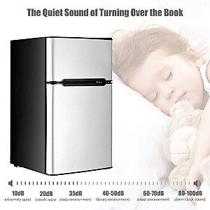 GOFLAME Compact Refrigerator with Freezer, 3.2 cu ft Mini Cooler Fridge with 2 Reversible Door, Removable Shelves and Mechanical Control, Upright Freezer for Apartment, Home & Office (Grey)