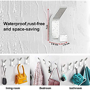 CFGROW Heavy Duty Adhesive Hooks, 6 Packs Silver, Coat Robe Clothes Bath Towel Hook with Strong Glue Ceiling Hanger Hold 22 lbs for Home Bathroom Kitchen Modern Hotel, No Drill Wall Mounted Holders
