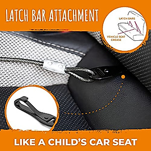 Mighty Paw Dog Seat Belt - Chew Proof Metal Pet Safety Belt, Steel Braided Vehicle Restraint, No Chew Tether Seatbelt with Rock Climbers Carabiner (Black, 60cm)