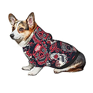 Sugar Skull with Floral Pet Wear Hoodies Pet Dog Clothes Puppy Hoodies Dog Hoodies Costumes Pet Sweater XL