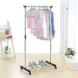 6844 – Single 3 - Heavy Duty Rail Portable Clothes Hanger Rolling Garment Rack - MN29