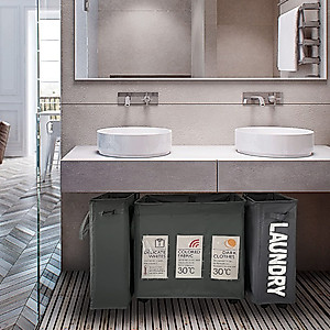 24Inch Slim Large Laundry Basket Collapsible Fabric Laundry Hamper Out Carrying Laundry Bag Tall Thin Dirty Laundry Hamper Basket Home Corner Bin（Grey）