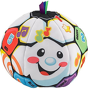 Fisher-Price Baby Learning Toy Laugh & Learn Singin’ Soccer Ball Musical Plush with Sounds & Phrases for Infants Ages 6+ Months