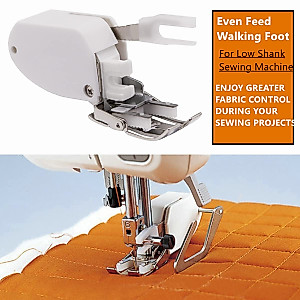 YEQIN Even Feed Walking Foot #SA140 with Guide for Quilting and Sewing | Stitch Through Multiple Layers and Match Prints | Fits Low Shank Sewing Machines - Brother, Janome, Singer, and More
