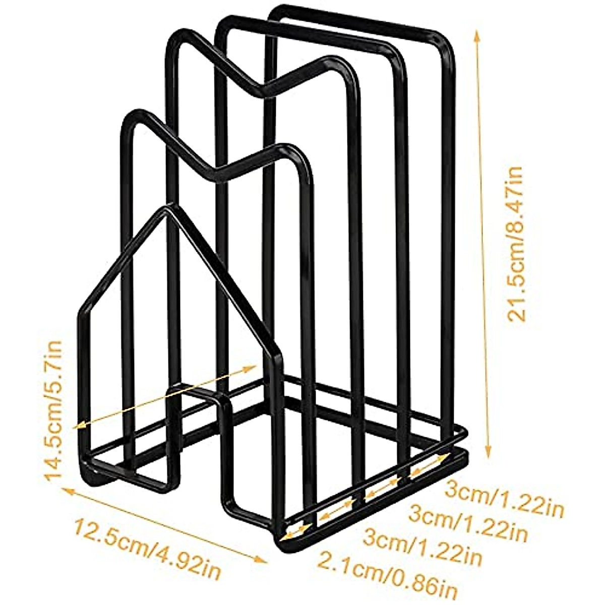 SUNFCON Cutting Board Rack Chopping Board Organizer and Pot Pan Lids Holder Spoon Rest Holder Black