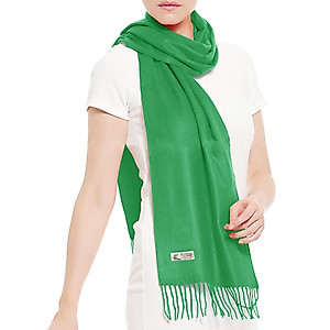 TZ Promise Plain Solid Color Cashmere Feel Classic Soft Luxurious Winter Scarf For Men Women (Green)