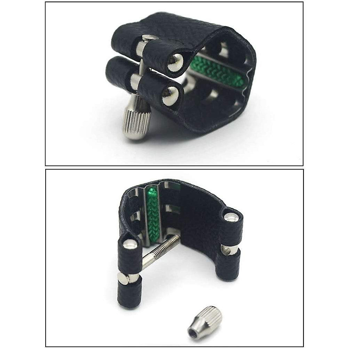 Jiayouy Artificial Leather Clarinet Mouthpiece Ligature Fastener Compact Durable Black