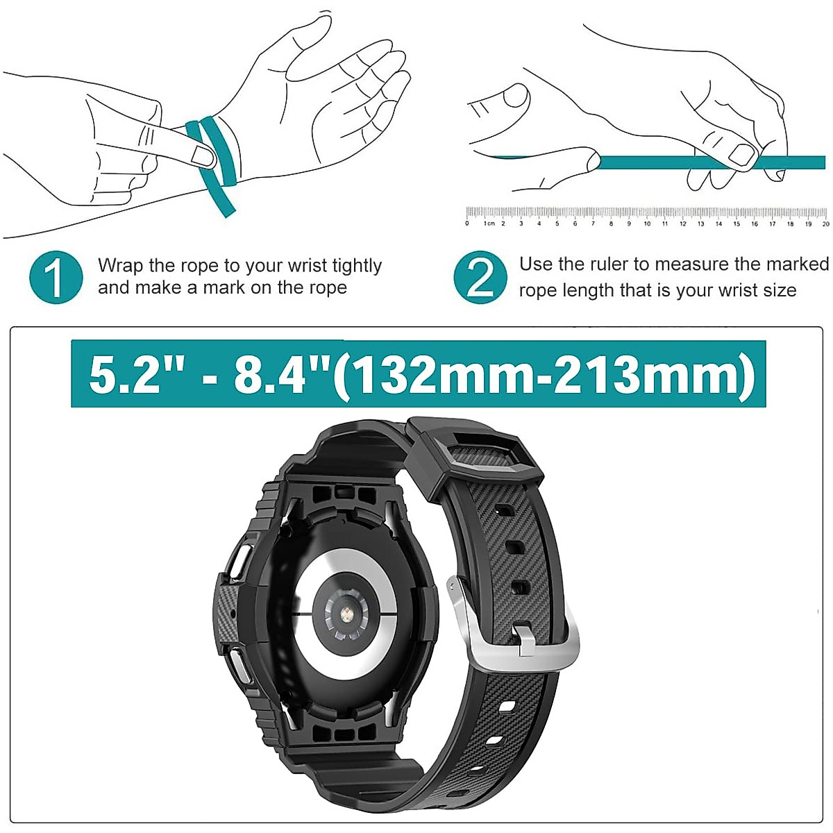 Rugged Case Band for Samsung Galaxy Watch 4 Classic 40mm Band with Bumper Accessories,Sport Protective Cases/Cover Protector Drop-Proof Shockproof for Galaxy watch 4 band 40mm,40mm,,Black
