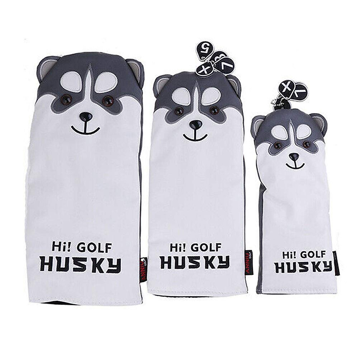 HISTAR Golf Driver Fairway Wood Hybrid Head Corver Husky Cartoon Animal Golf Cover (3Pcs)