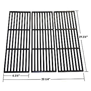 Hongso Grill Grates, Heat Plates, Heat Plate Brackets & Burner Hanger Brackets (Mounting Screws Included) Bundle for Chargriller 5650, Chargriller 5050 Duo, Chargriller 3001 Grills