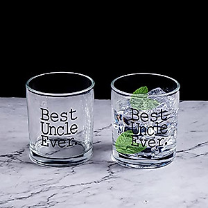 Best Uncle Ever Whiskey Glass for Uncle - Old Fashioned Whiskey Glasses for Uncle, New Uncle, Brother from Nieces, Nephews, Sisters, Friends, Uncle Gifts for Christmas, Birthday, Father's Day, 10Oz