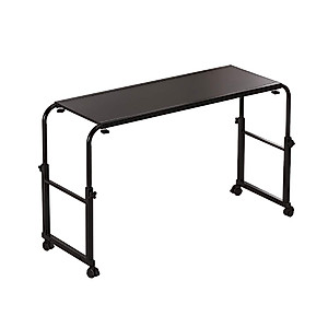 NOVII Overbed Table Standing Workstation with Wheels overbed Desk Height and Width Adjustable Writing Desk for Home Office (Black)