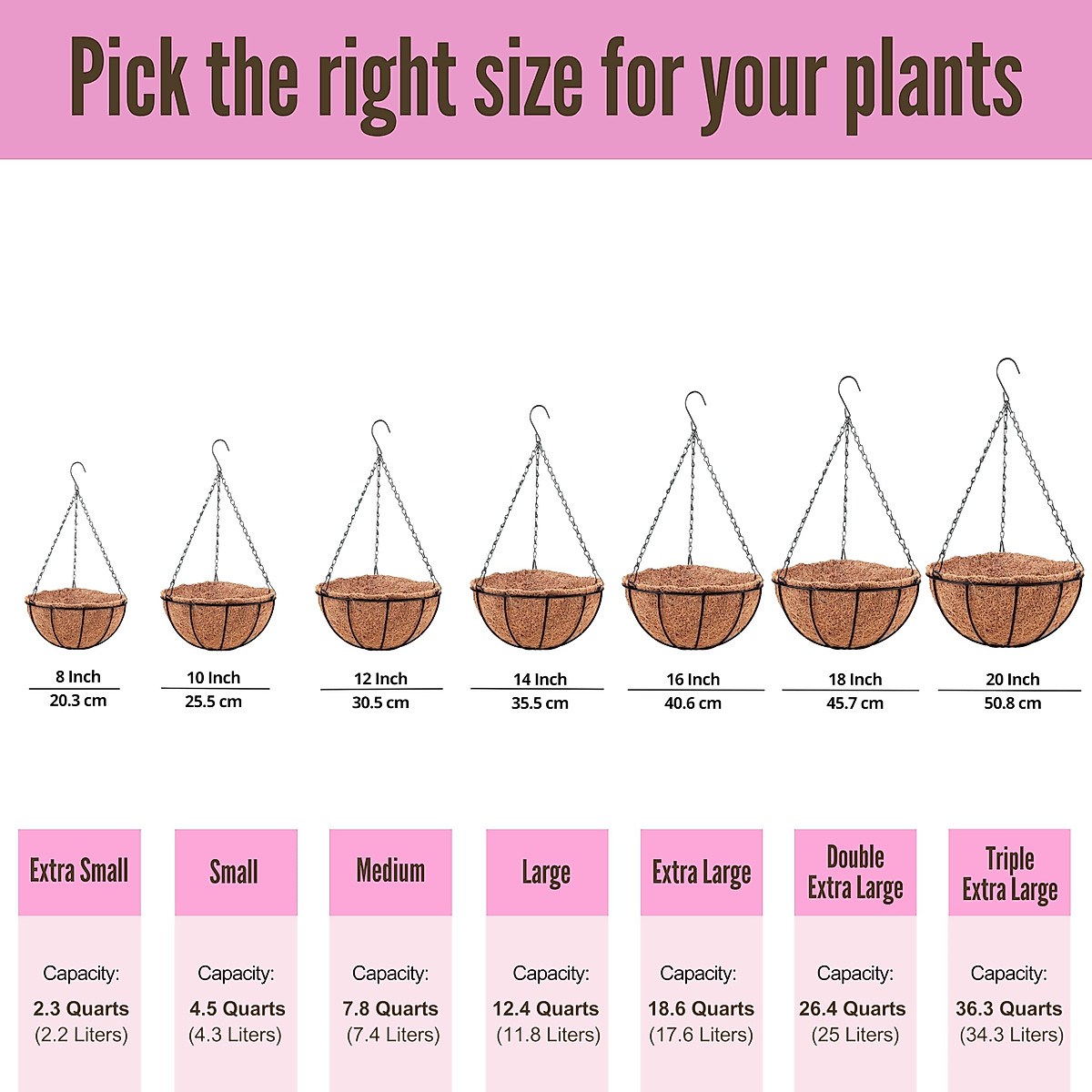 LaLaGreen Hanging Baskets for Plants (3 Pack, 10 Inch) Hanging Planter Outdoor with Coco Liner, Metal Wire Flower Basket Pots Holder Hanger Hook Deck Patio Porch Garden Balcony Outside Decoration