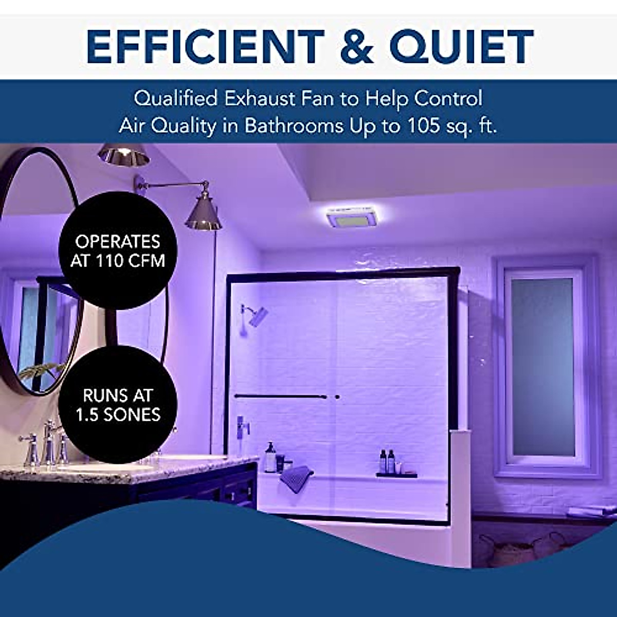 Broan-NuTone SPK110RGBL ChromaComfort Bathroom Exhaust Fan with Sensonic Bluetooth Speaker and LED Light, White