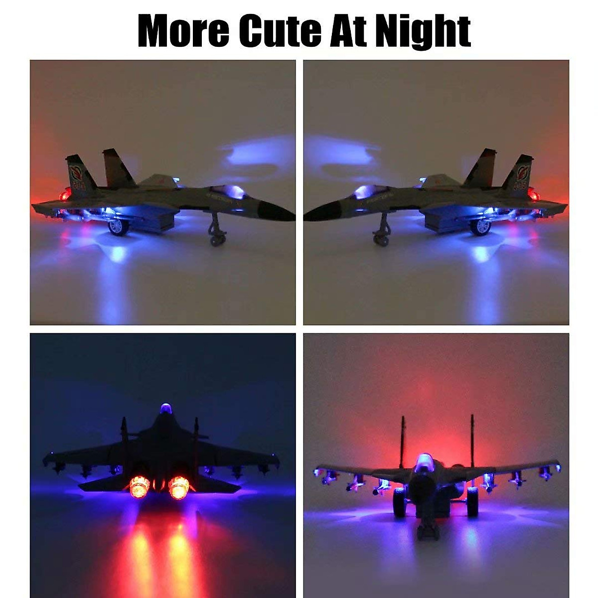QIAONIUNIU Toy Airplane Model Planes Alloy Pull Back Fighter for Boys with Flashing Lights, Real Jet Sound (Yellow)