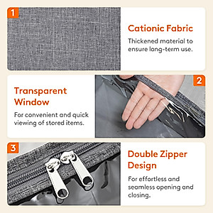 Lifewit Under Bed Storage Containers, 4.3 Inches Tall Low Profile Underbed Storage, Foldable Clothes Storage Bags Organizer Bin with Lids, Ultra Thick Fabric for Blankets Pillows Shoes, Large, 3 Pack