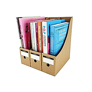 HUAPRINT Magazine File Holder(12 Pack,Brown)-Folder Holder,Desk File Organizer,Document Holder Box,Magazine Storage Box,With Labels