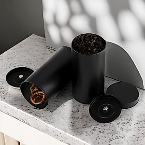 Yesland 6 Pack Tea Tin Canister with Airtight Double Lids, 32 Fl Oz Tin Can Box and Large Round Kitchen Canisters for Loose Tea, Coffee, Candy, Herbs and Spices(Black)