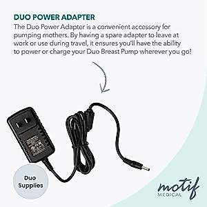 Motif Medical, 12 Volt Power Adapter for Motif Duo Breast Pump