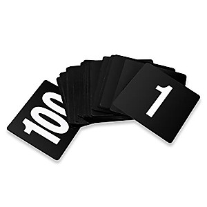New Star Foodservice 23084 1-100 Double Side Plastic Table Numbers, 4" x 4" Inch, Light Grey on Black