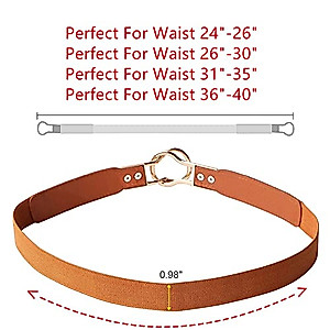 JASGOOD 2 Pack Women Retro Elastic Stretchy Metal Buckle Skinny Waist Belt 1 inch Wide