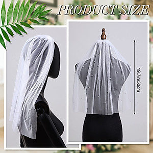 Vicenpal Bachelorette Veil Bridal Veil with Comb Wedding Veils for Brides White Short Veil for Bachelorette Party (Pearl)