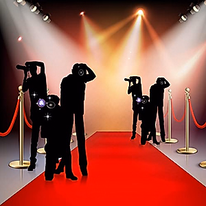Halloween Paparazzi Props Photo Backdrop Red Carpet Runner for Party, Red Carpet Party Decorations Party Accessory Set, 6 Pieces with Red Carpet Runner for Academy Awards Outdoor Movie Night Party