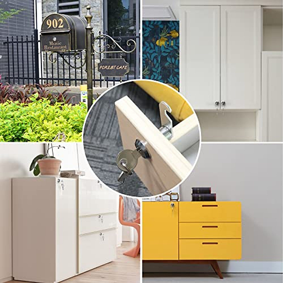 Hecfu 1 Pack Cabinet Locks with Keys, 5/8" Cam Lock keyed Alike, Secure Drawer File Cabinet Mailbox Lock Replacement RV Storage Locks, Zinc Alloy