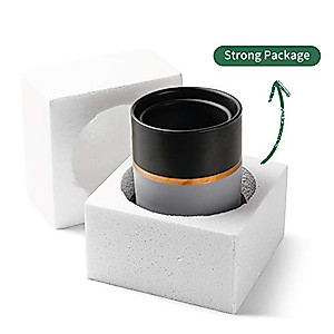 POTEY 052004 Planter Pots Indoor - 4.9 & 3.9 Inch Modern Home Decor Cylinder Ceramic Flowerpot Bonsai Container with Drainage Holes&Saucer for Indoor Plants Flower Succulent(Plants NOT Included)