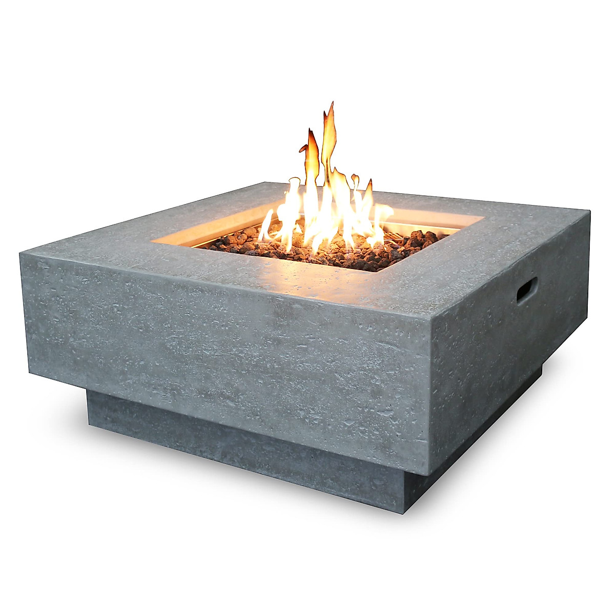 Elementi Outdoor Fire Table Natural Gas Fire Pit Backyard Fireplace Patio Fire Bowl 45,000BTU Output, Square Firepit with 13.2lbs Lava Rocks,Tank Cover for Fire Bowl Available, Manhattan Series