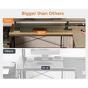 ODK L Shaped Desk with File Drawer, 66" Reversible L Shaped Computer Desk with Power Outlet & LED Strip, Office Desk with Storage Shelves, Gaming Desk with Monitor Shelf, Corner Desk, Grey Oak