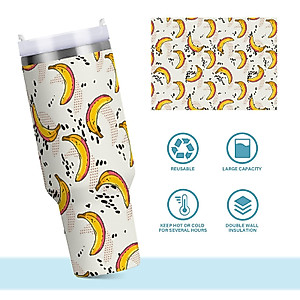 Emelivor Banana 40 oz Tumbler with Lid and Straw Insulated Tumblers with Handle Leak Proof Coffee Tumbler Mug Large Water Bottles for Men Women Sports Gym