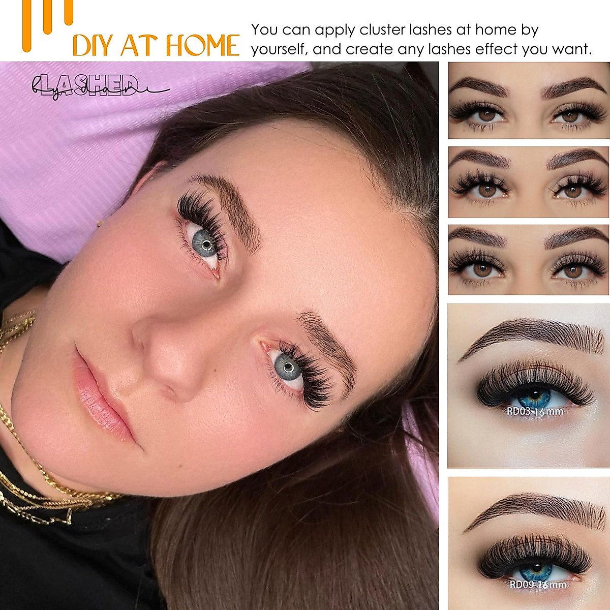 Lash Clusters, Eyelash Clusters D Curl, Cluster Eyelash Extensions, 260pcs 40D Individual Lashes, Diy Lash Extensions, Wispy Cluster Lashes, (40D-0.07D-9-16mm mix)