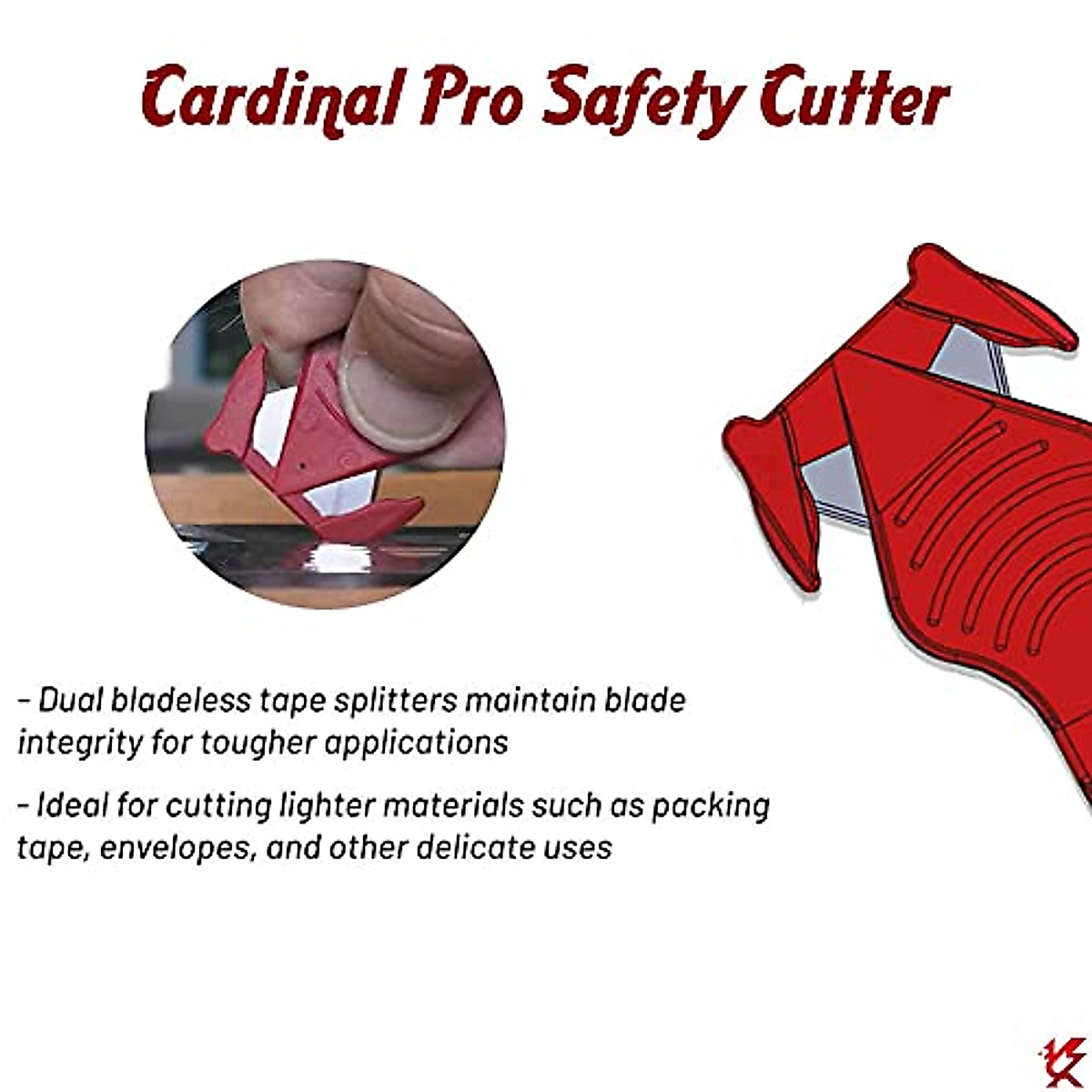 Cardinal Pro Safety Box Cutter Safety Package Opener Safety Box Opener Cut Cardboard Plastic Banding Film Bags Clamshell Cutter Box Cutter with Guard Safety Cutter - Disposable Recyclable (10, Red)