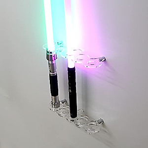 WANLIAN Lightsaber Stand Lightsaber Wall Mount Lightsaber Display Stand Vertical Lightsaber Holder Acrylic Lightsaber Display Stand for Display Lightsaber Wall (Transparent 5 Holes)