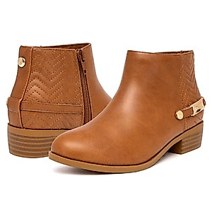 Nautica Kids Girls Ankle Bootie With Side Buckle and Zipper, Dress Boot -For Youth -Anper-Tan -13