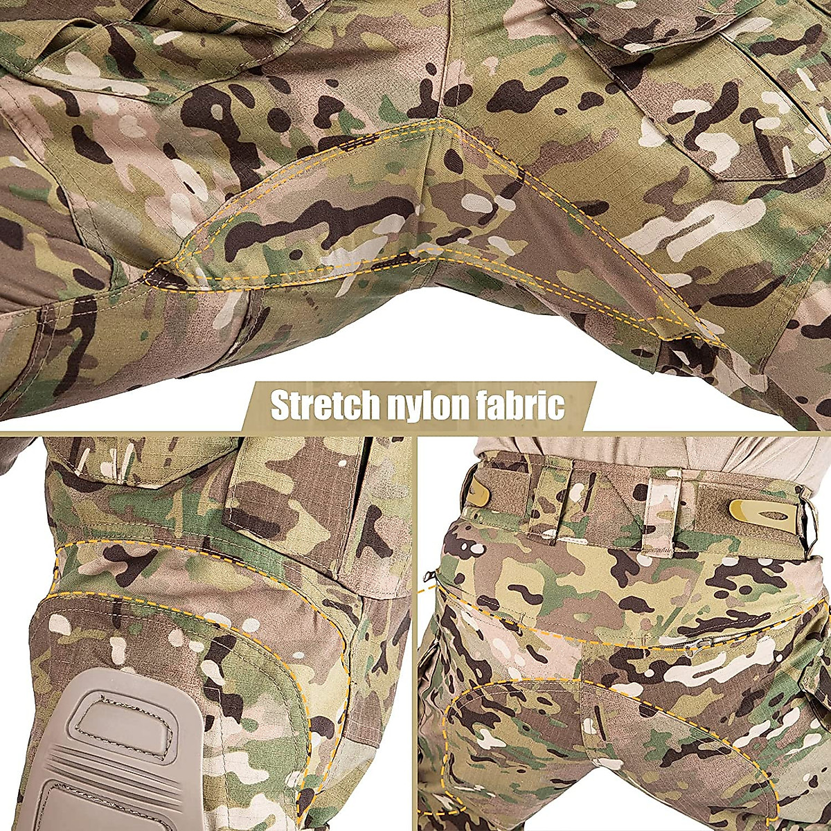 G3 Combat Pants with Knee Pads Tactical Military Trousers Hunting Camo Pants for Men Rip-Stop Airsoft Gear (Camo, 36)