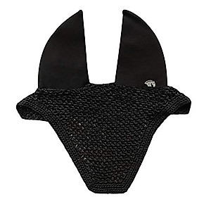 Plughz Horse Sound Off 2 Ear Net, Soundless Bonnet, Black, Pony/Cob Size