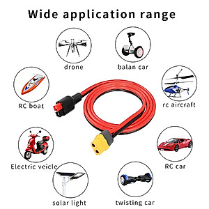 YACSEJAO 12AWG XT60 to Solar Panel Connector 1M XT60 Female to 45A Connector Extension Cable for Outdoor Power Bank RC Lipo Battery Lithium Battery