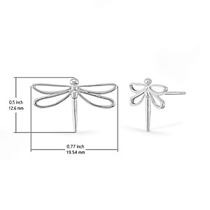 Boma Jewelry Sterling Silver Large Dragonfly Stud Earrings