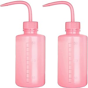 APUXON 2pcs 150ml 5Oz Wash Bottle Pink Narrow Mouth Squeeze Bottle Medical Lab Plastic Safety Squeeze Bottle No Spill Bend Mouth Watering Cans