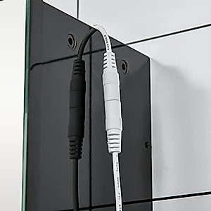 kleankin LED Lighted Medicine Cabinet with Mirror, 35.5" W x 25.5" H Wall Mounted Bathroom Cabinet with 3 Cupboards, Memory Function, USB Charge, High Gloss Black